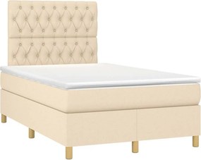 Box spring postel s matrací a LED krémová 120x190 cm textil 3270272