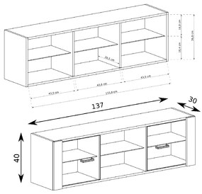 Obývací stěna INDIANAPOLIS k | sestava F | kraft bílý