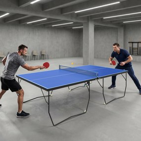 SPORTNOW stůl na stolní tenis venkovní skládací se síťkou válečky 2 pálky 3 míčky ocel modrá 274x1525x76cm pro zahradu a volný čas