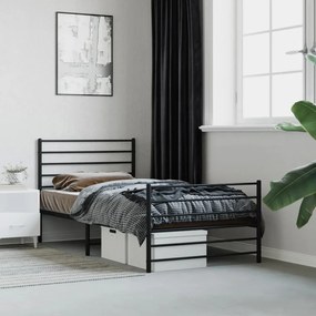vidaXL Kovový rám postele s hlavovým a nožním čelem 100 x 200 cm [352381] Barva: Černá