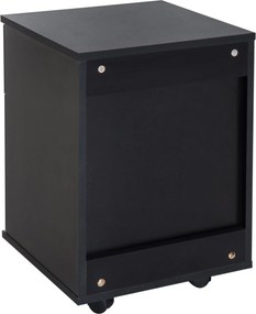 HOMCOM Dřevěný mobilní archivar s kolečky a 2 šuplíky, kancelářský a domácí filing kabinet 41x39x58cm Černý