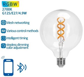 LED RGBW Žárovka FILAMENT G125 E27/4,9W/230V 2700K - Aigostar