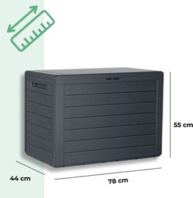 Zahradní úložný box WOODEBOX, 190L, 78x44x55cm, antracitová Prosperplast