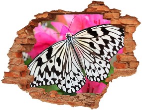Wallmuralia Díra 3D fototapeta nálepka Motýl na květině 90x70 cm