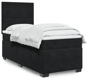 Box spring postel s matrací černá 90x190 cm samet 3290782