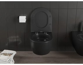 Mexen Carmen, závěsná WC mísa 490x365x340 mm, Rimless Tornádo, černá matná, 3388XX85T
