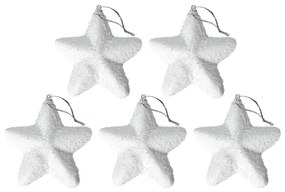 TUTUMI - Sada vánočních ozdob, hvězdy - bílá - 5 kusů, KL-21X21