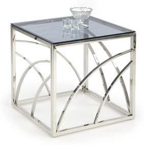 Konferenční stolek Universe čtvercový, čirá / stříbrná