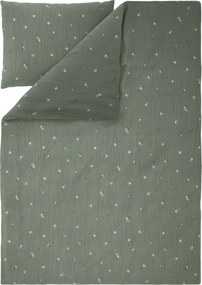 Livarno® Mušelínové ložní povlečení, 140 x 200 cm, 70 x 90 cm (květiny/zelená)