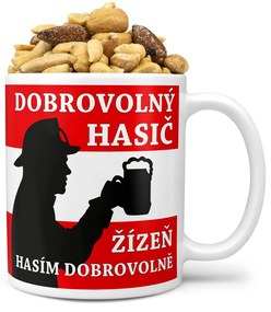 Hrnek Dobrovolný hasič (Náplň hrníčku: Směs slaných oříšků)