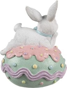 Dekorace králík s mašlí na zeleném vajíčku - 11*9*15 cm