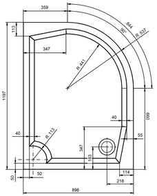 Gelco RIVA sprchová vanička z litého mramoru, čtvrtkruh 120x90cm, levá - GR12090L