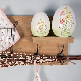 Clayre & Eef Dekorativní terakotové vajíčko zdobené květinami Velikost: Velké