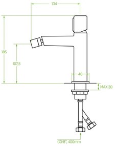 Laveo Pretto, bidetová baterie h-185, černá matná, LAV-BAO_732D