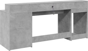 Psací stůl s LED betonově šedý 200x55x91 cm kompozitní dřevo 3309441