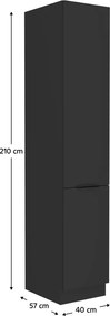 Vysoká skříňka, černá, SIBER 40 DK-210 2F