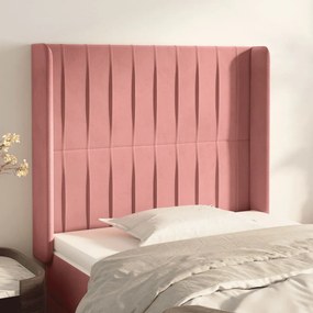 Čelo postele typu ušák růžové 93x16x118/128 cm samet 3119859