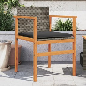 vidaXL Zahradní židle s poduškami 2ks polyratan a masivní dřevo [368712]