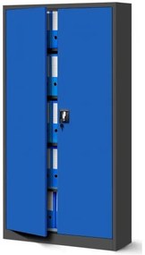 JAN NOWAK - Kovová policová skříň JANA se zámkem - antracit/modrá - rozměr 185x90 cm - 3D6337