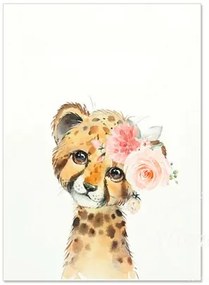 Plátno - obrázek - zvířátka s věnečkem Motiv: TX2156C gepard, Rozměry (cm): 50x70 cm