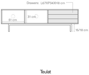 TV stolek v dekoru dubu v šedo-přírodní barvě 180x52 cm Sierra – Teulat