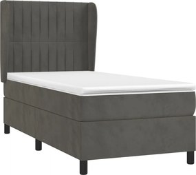 vidaXL Box spring postel s matrací 90x200 cm samet [3129310] Barva: Růžová