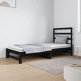Výsuvná postel černá 2x (90 x 190) cm masivní borovice,  3124751