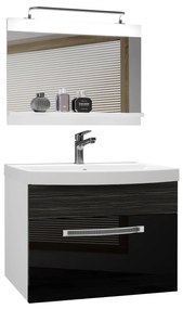 Koupelnový nábytek Belini Premium Full Version černý lesk / královský eben + umyvadlo + zrcadlo + LED osvětlení Glamour 18