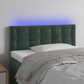 Čelo postele s LED tmavě zelené 90x5x78/88 cm samet