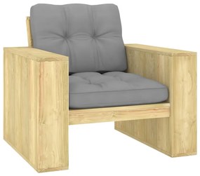 vidaXL Zahradní židle s šedými poduškami impregnovaná borovice