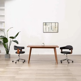 vidaXL Otočná jídelní židle ohýbané dřevo a umělá kůže [287420] Barva: černá a tmavě hnědá