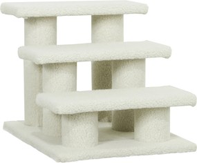 PawHut Kočičí schůdky 3 stupně, zvířecí schody, schody pro kočku, domácí schůdky plyšové 45 x 35 x 34 cm, béžové