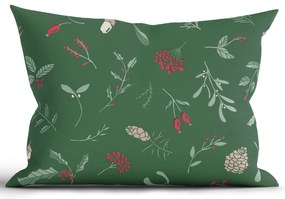 MK Lůžkoviny Vánoční bavlněný povlak na polštář Renforcé 40 x 60 cm - Cesmínové větvičky