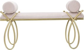 Lavice Ribbon 112 cm samet zlatá/růžová