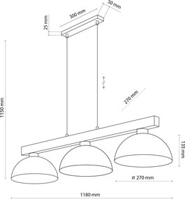 TK Lighting Hnědý závěsný lustr Oslo pro žárovku 3x E27 TK6299