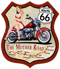 Nástěnná kovová cedule Route 66 - The Mother Road - 30*1*35 cm