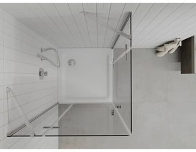 Mexen Roma Duo, sprchový kout s 2-křídlými dveřmi 100 (dveře) x 100 (dveře) cm, 6mm čiré sklo, chromový profil + slim sprchová vanička 5cm bílá, 854-100-100-01-02-4010