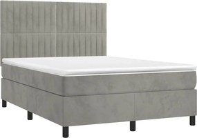 Box spring postel s matrací světle šedá 140x200 cm samet 3143145