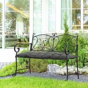 Outsunny Polštář na Sedák 100x40 cm s Uchycením, 10cm Silná Výplň, Pratelný Sedák pro Domov, Zahradu, Pohovky, Židle, Tmavě Šedý