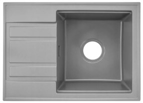 Gamma Modern 6040, 1-komorový granitový dřez 580x420x185 mm s krátkým odkapávačem, šedá, GMA-ZM-6040-G