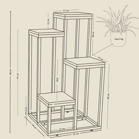 Vysoký stojan na 4 květiny BIOS, 37 x 34 x 68 cm
