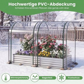Costway 3 ve 1 vyvýšeném záhonu se skleníkovým kovovým květináčem s PVC krytem