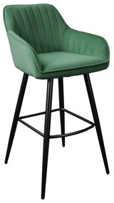 Smaragdově zelená sametová barová židle Trin