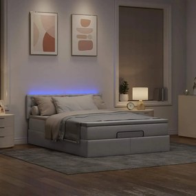 Osmanská postel s matrací &amp; LED Taupe 140x190 cm Látka 3312475