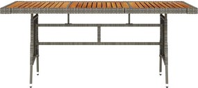 Zahradní stůl šedý 160 x 70 x 72 cm polyratan a masivní akácie 318697
