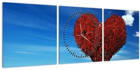 Obraz - Srdce ze stromu (s hodinami) (90x30 cm)