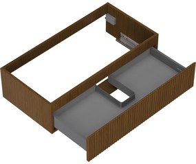 Mexen Rivel, koupelnová skříňka 90 cm, 1 zásuvka, drážkovaná, ořech, 91A20-09023-1-BF86