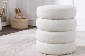 Moderní taburet Fashion s úložným prostorem bílá bouclé 40cm