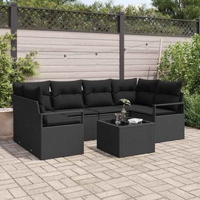 Set pohovek 7 ks 6-Počet míst Černá polyratan 3346283