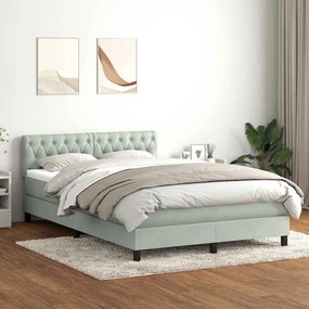 Box spring postel s matrací a LED světle šedá 160x210 cm samet 3317175